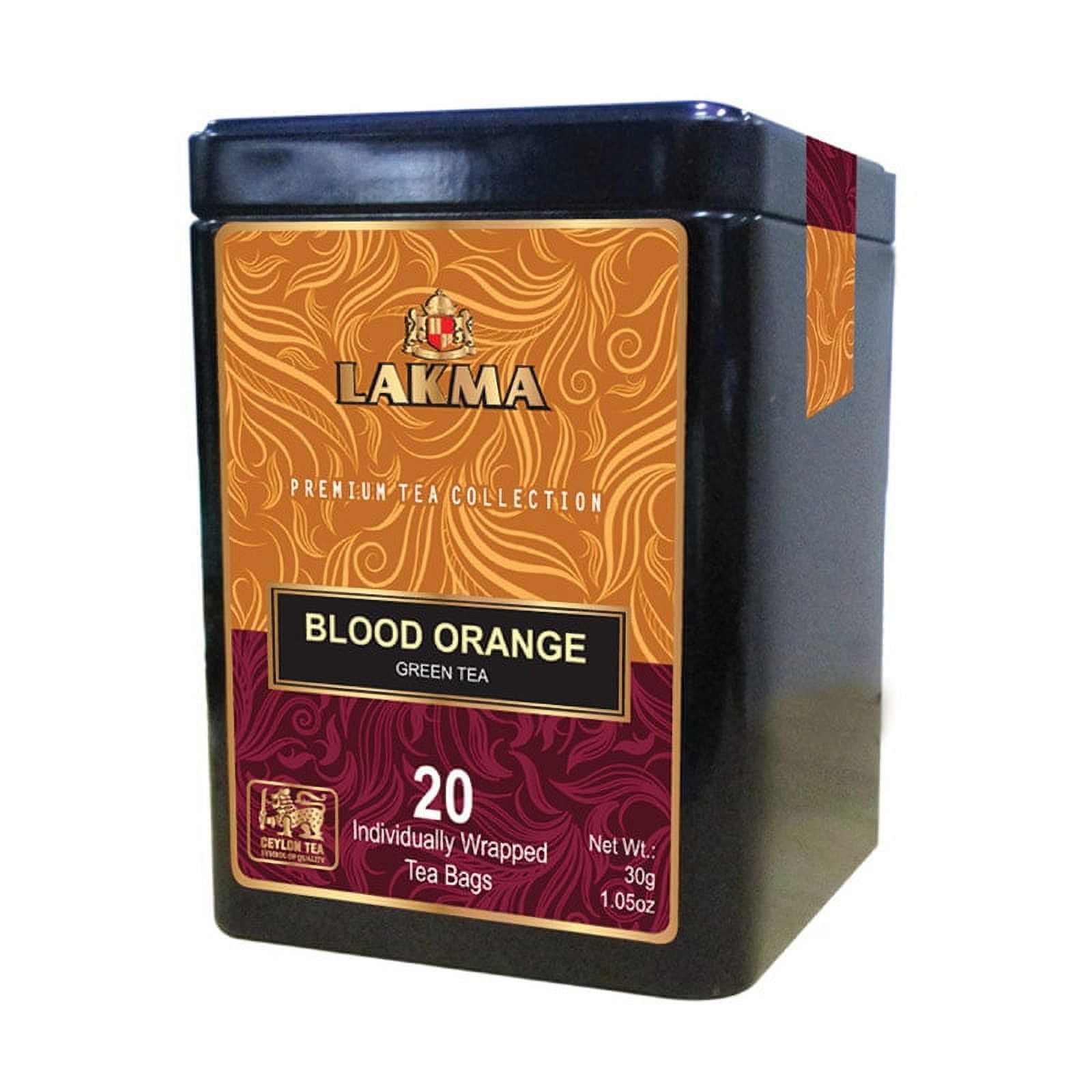 Lakma Green Tea Blood Orange Flavor - 20 Tea Bags Premium Tea in Metal ...