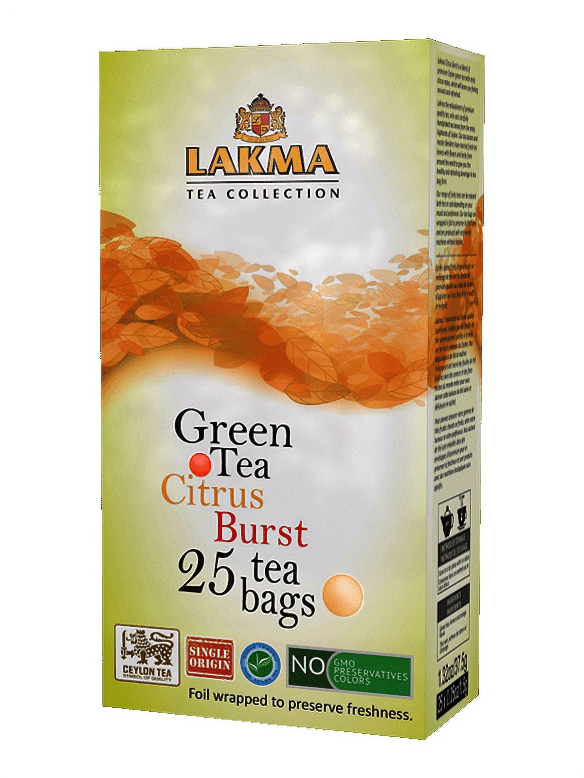 Lakma Green Tea Citrus Burst - Lemon and Orange Flavor - 25 Tea Bags ...
