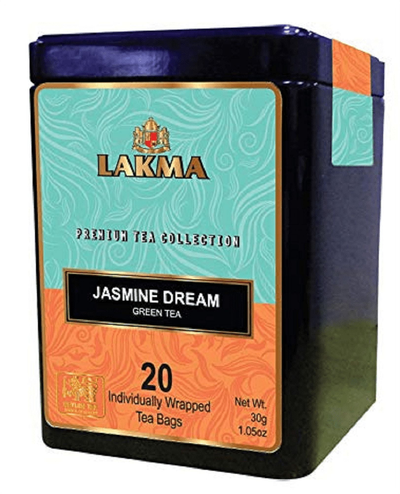 Lakma Green Tea Jasmine Flavor - 20 Tea Bags Premium Tea in Metal Tin ...