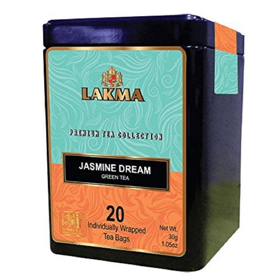 Lakma Green Tea Jasmine Flavor - 20 Tea Bags Premium Tea in Metal Tin ...