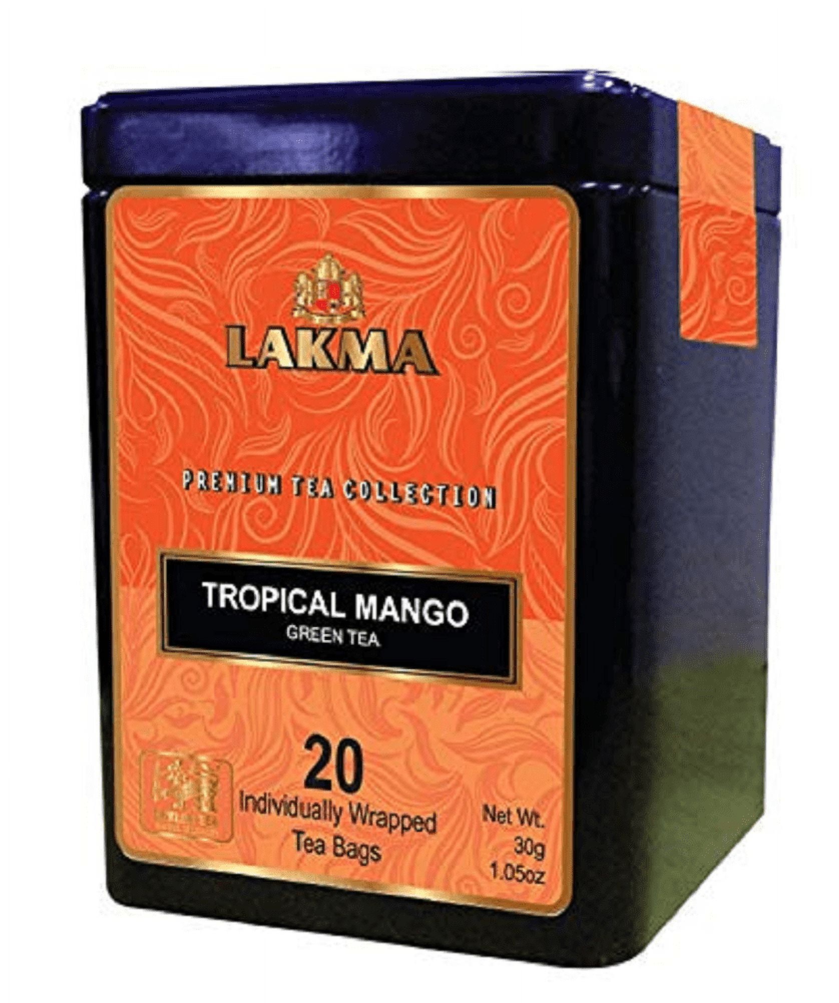 Lakma Green Tea Mango Flavor - 20 Tea Bags Premium Tea in Metal Tin ...