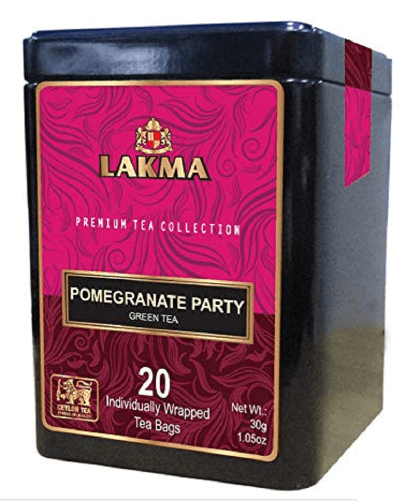 Lakma Green Tea Pomegranate Flavor - 20 Tea Bags Premium Tea in Metal ...