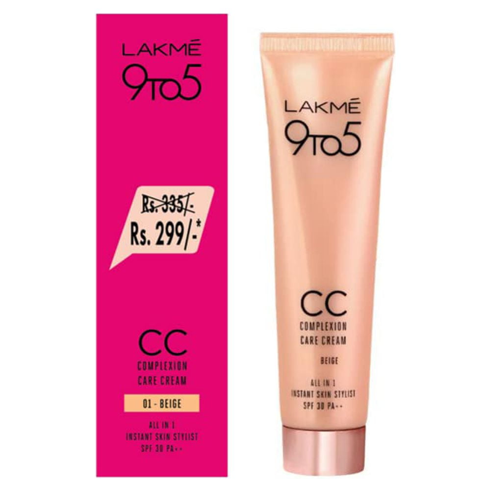 Lakme 9 to 5 CC Cream, 01 - Beige, Light Face Makeup with Natural 30 g - Walmart.com
