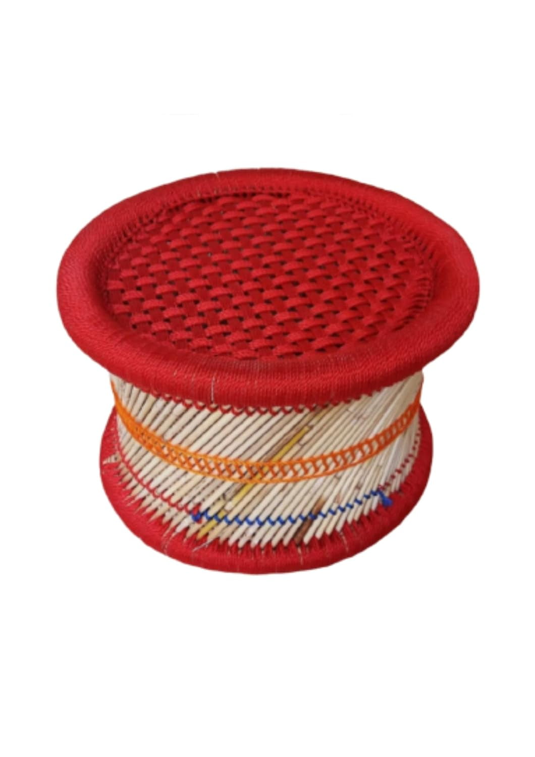 Lakshita Crafts Handmade Sarkanda Wood Small Size Red Patio Stool ...