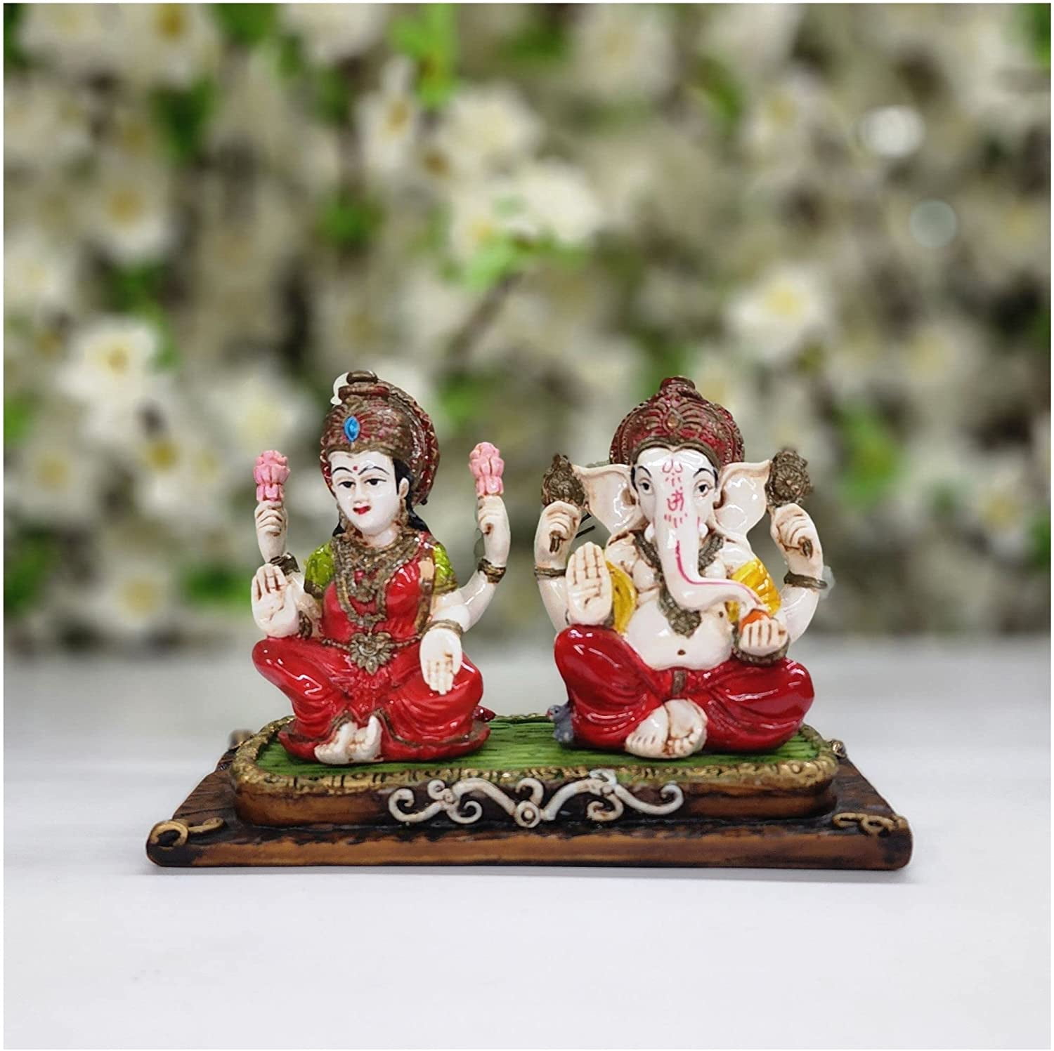 Lakshmi Ganesha Statue in Resin Laxmi Ganesh Idol Lord Ganesha with ...