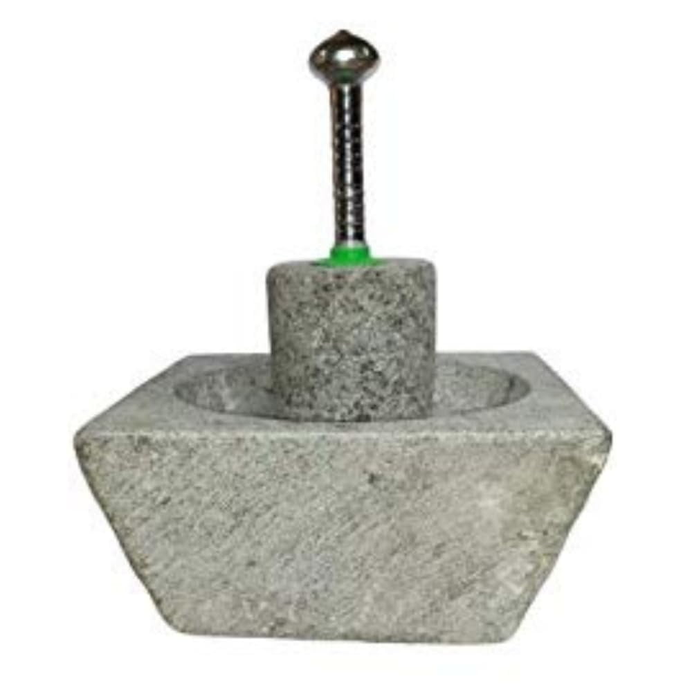 Lakshmi Handy Crafts Stone Mortar and Pestle Setsteel handle Natural ...