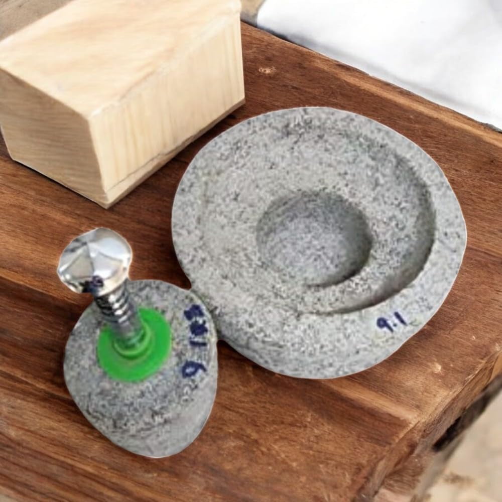 Lakshmi Handy Crafts Stone Mortar and Pestle Setsteel handle Natural ...