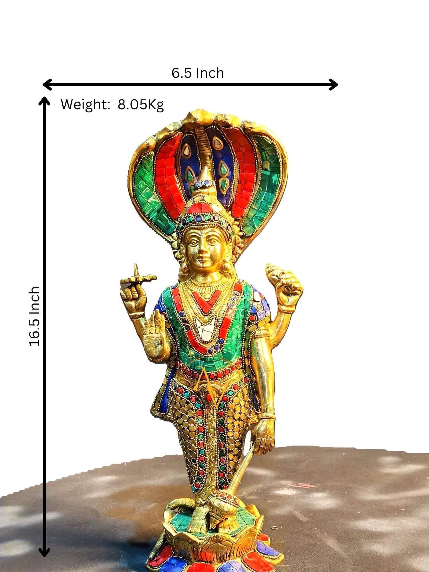 Artistic Kraft Creation: 16.5" Handmade Golden Brass Lakshmi Narayan Statue - Vishnu Laxmi ...