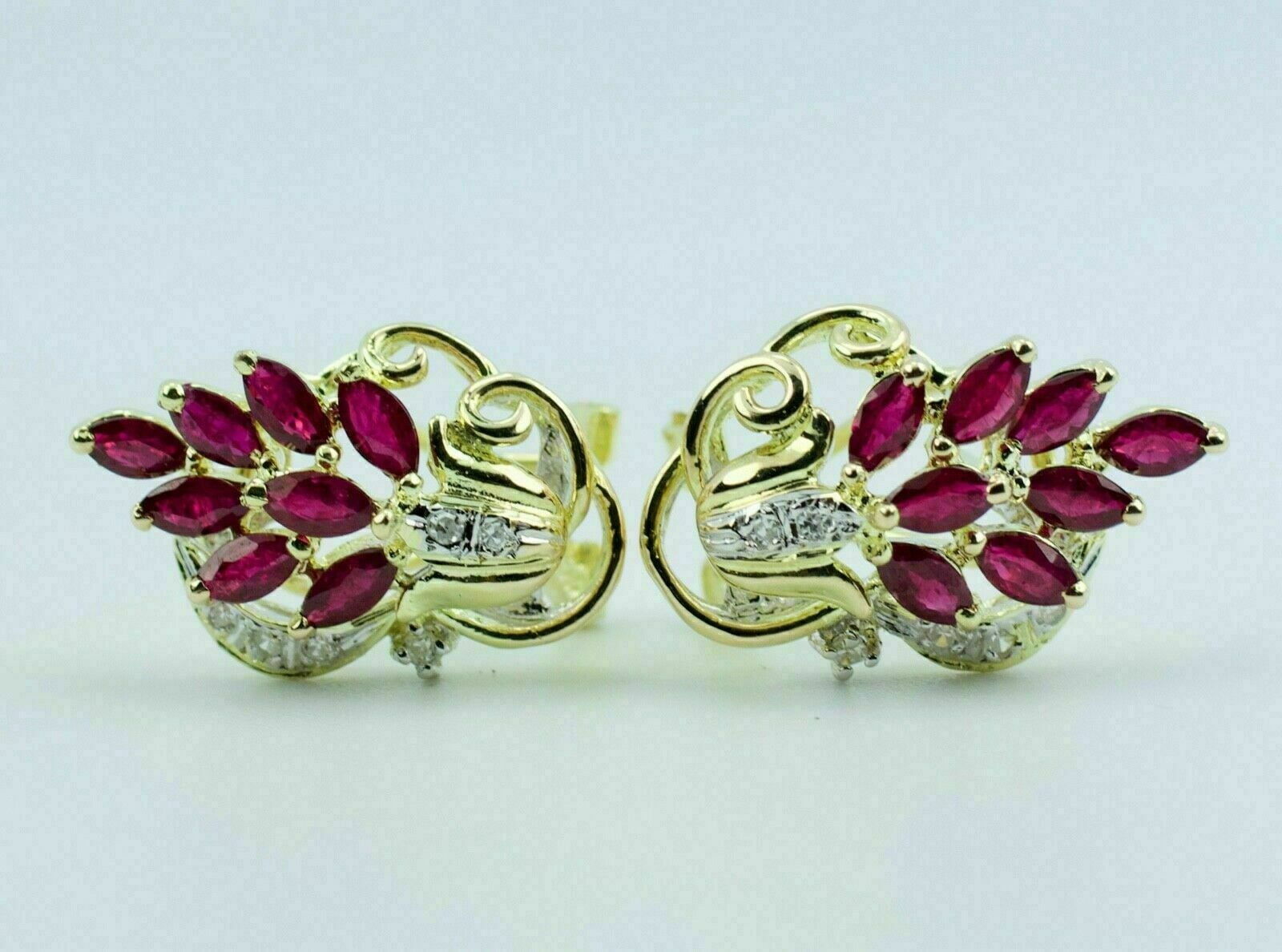 Lakshya Jewel LLC Lab Created Marquise Ruby 14K Yellow Gold Finish ...