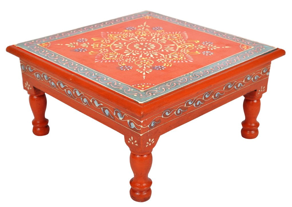 Lal Haveli Wooden Decorative Chowki for Pooja Living Bed Room Kitchen ...