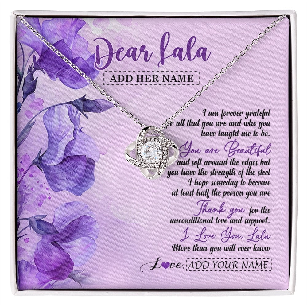Lala Flower You Are Beautiful Necklace, Gold Love Knot Necklace ...