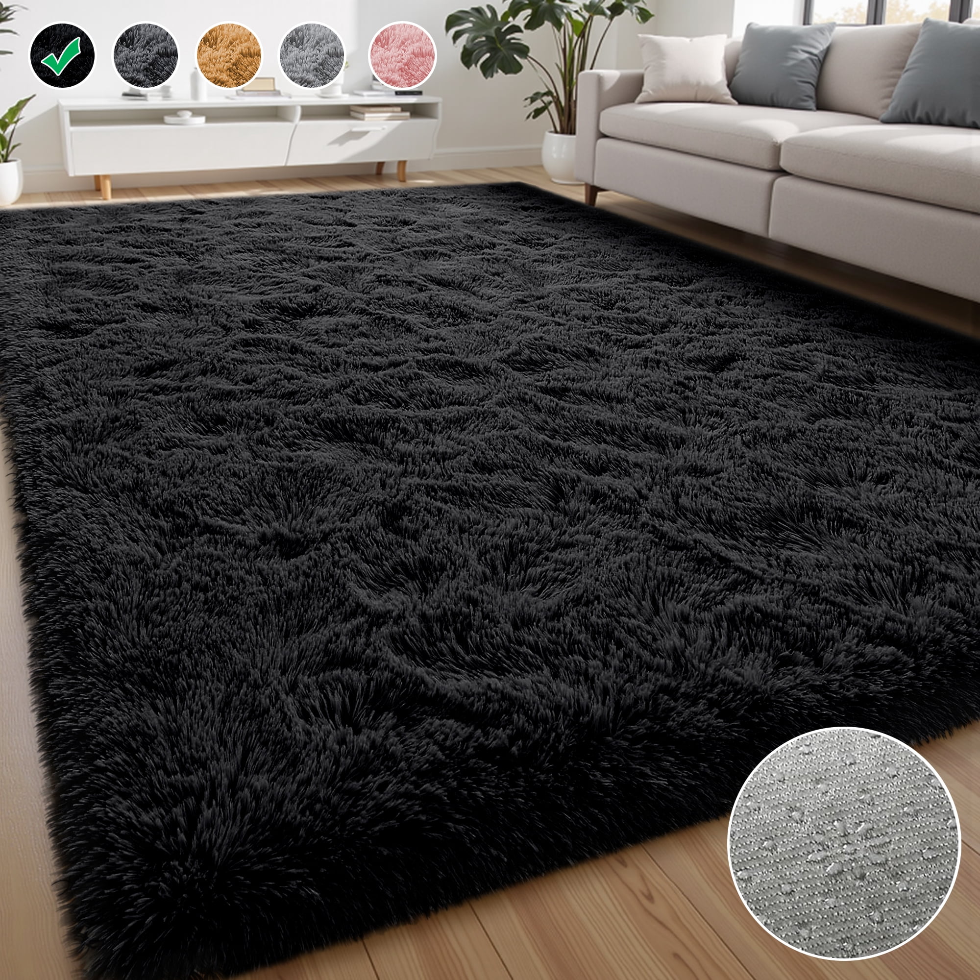 Lalado 4ft x 6ft Area Rug, Soft Fluffy Indoor Shag Area Rugs for Living ...