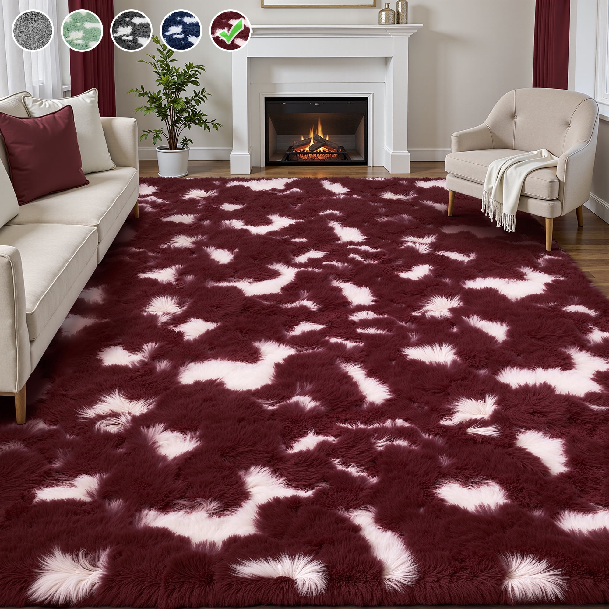 Lalado 8ft x 10ft Shag Area Rug, Soft Fluffy Indoor Area Rugs for ...