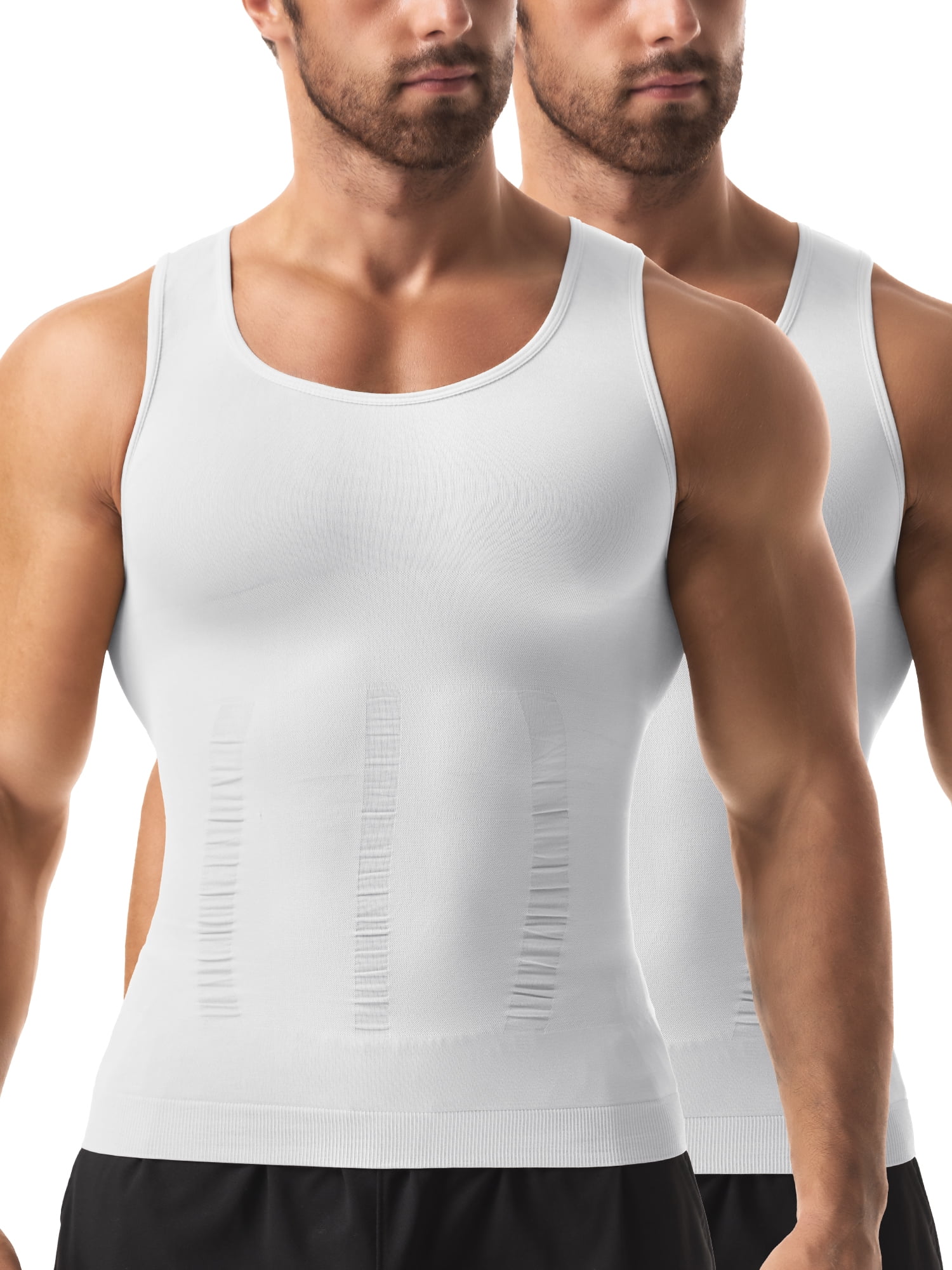 Lalamelon 2 Pack Compression Shirts for Men Shapewear Vest Body Shaper ...
