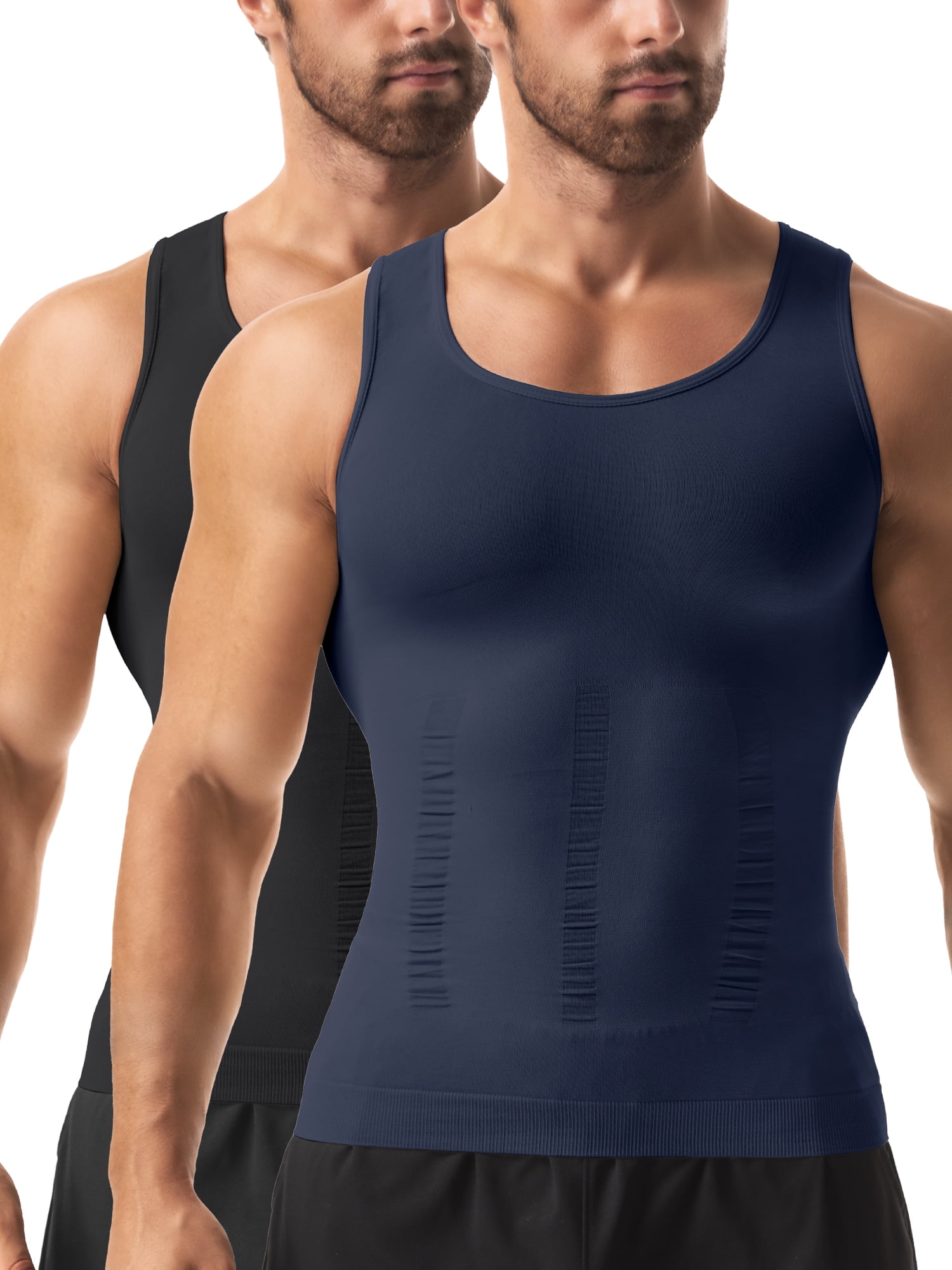 Lalamelon 2 Pack Compression Shirts for Men Shapewear Vest Body Shaper ...