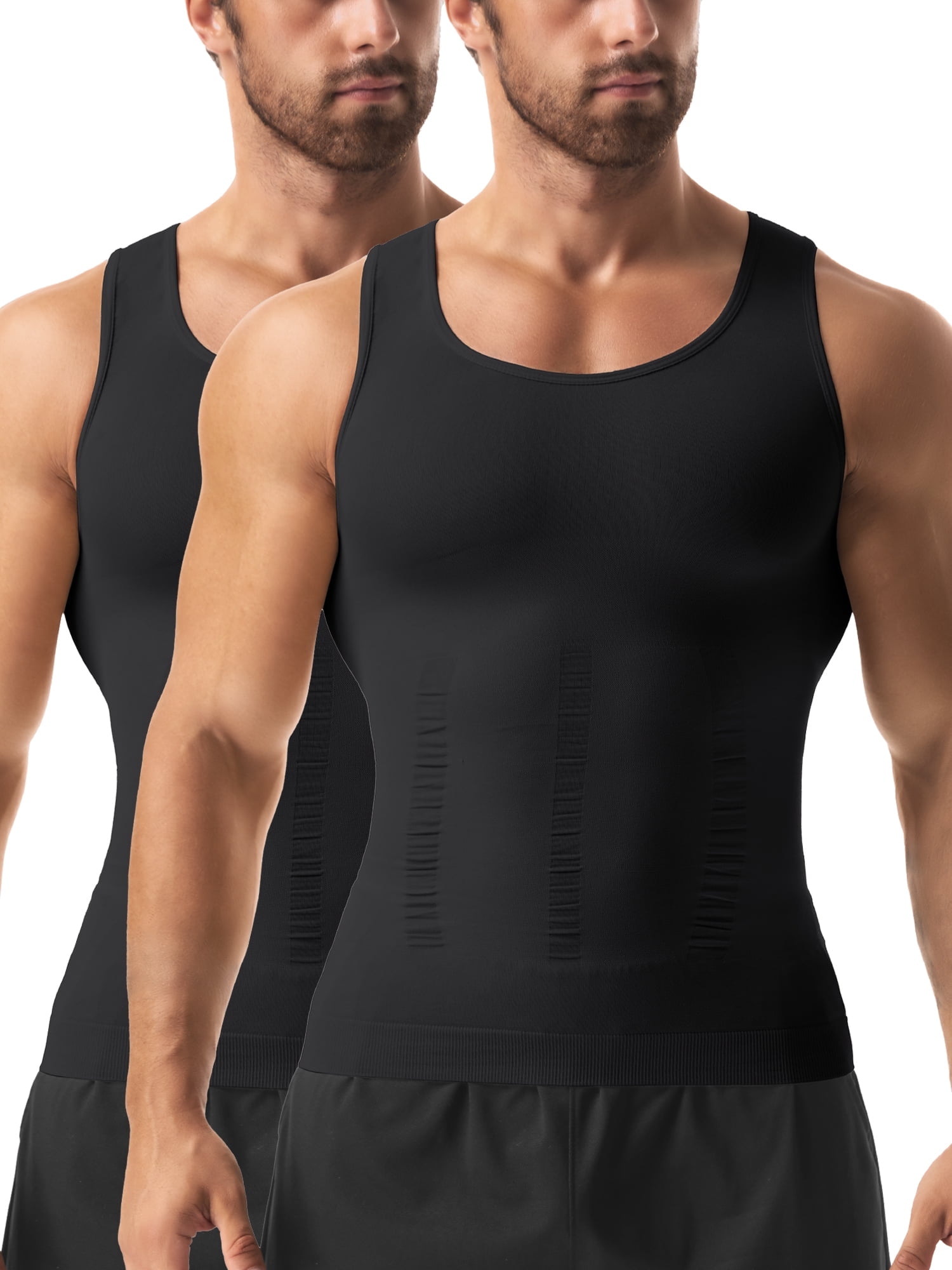 Lalamelon 2 Pack Compression Shirts for Men Shapewear Vest Body Shaper ...