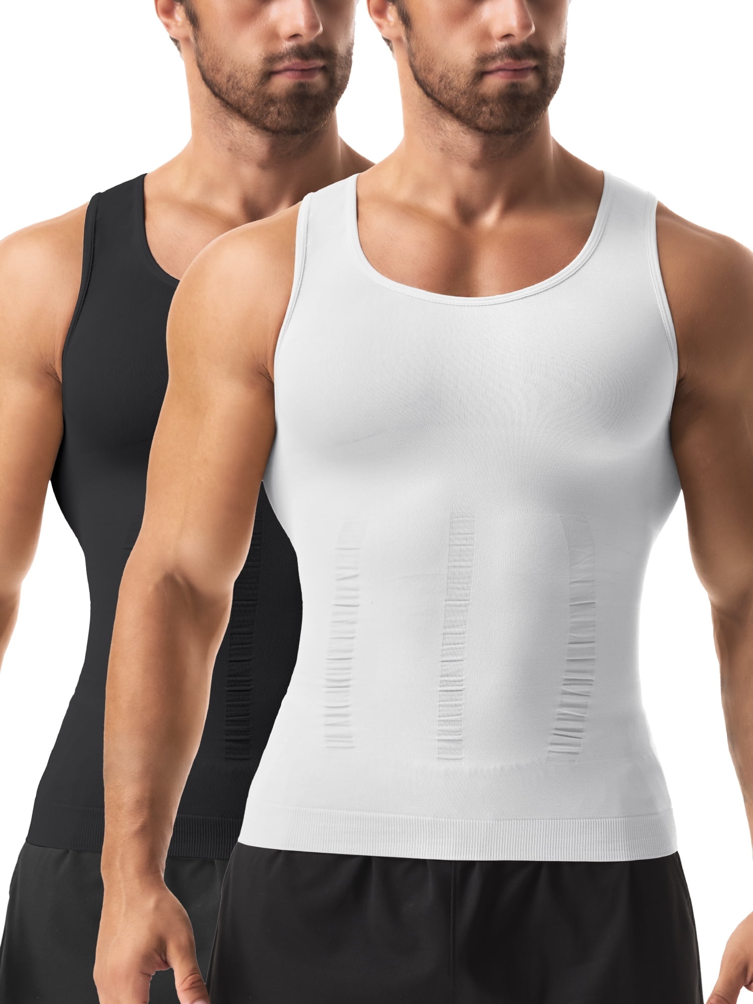 Lalamelon 2 Pack Compression Shirts for Men Shapewear Vest Body Shaper ...