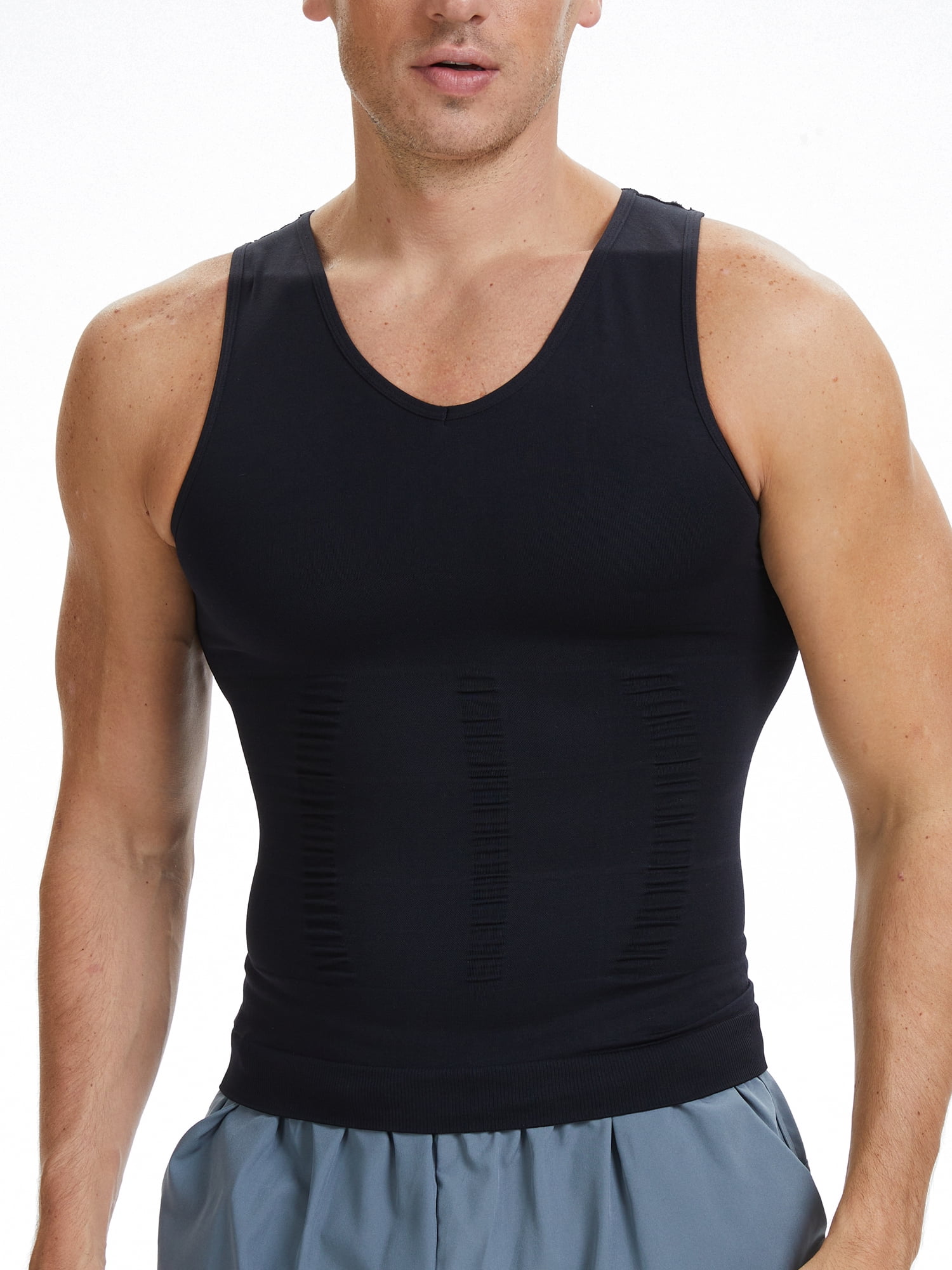 Lalamelon Mens Compression Shirt Tummy Control Body Shaper V Neck Base ...