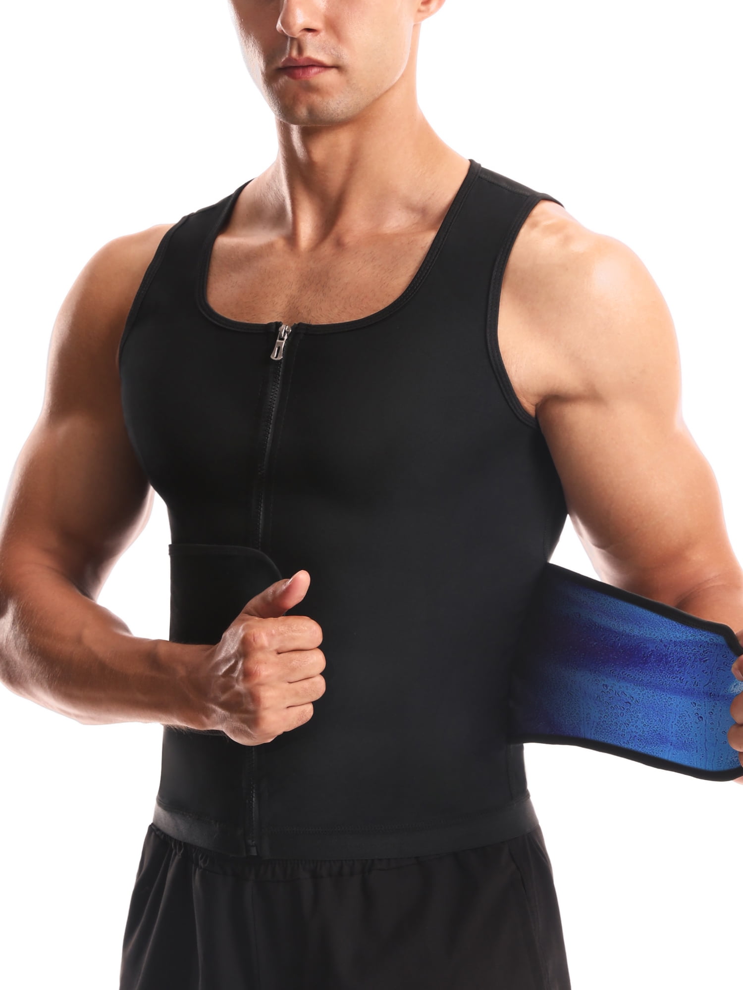 Lalamelon Sauna Sweat Vest Workout Waist Trainer for Men Zipper Sauna ...
