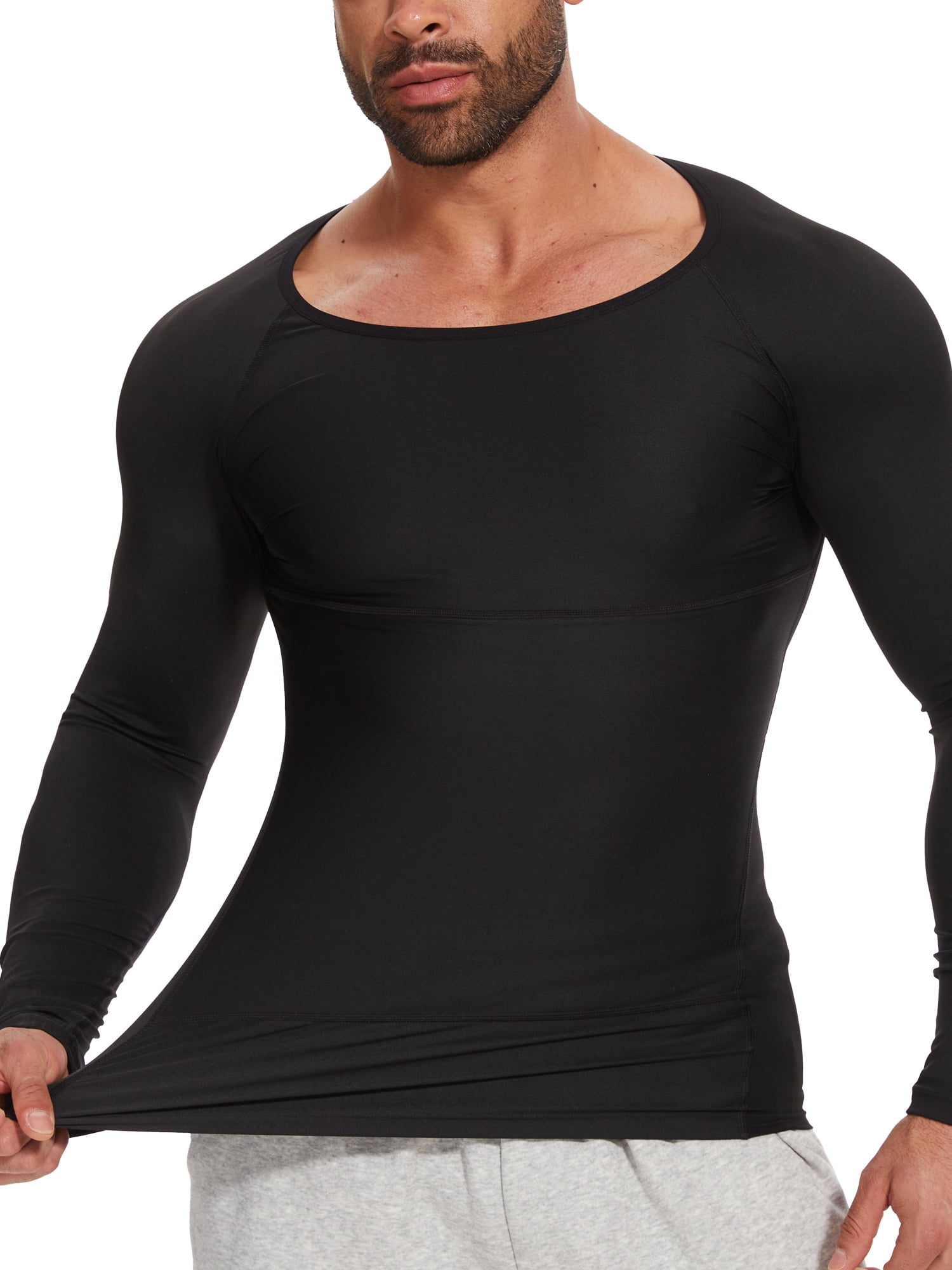 Lalamelon Tummy Control Shirts for Men Long Sleeve Slimming Undershirt ...