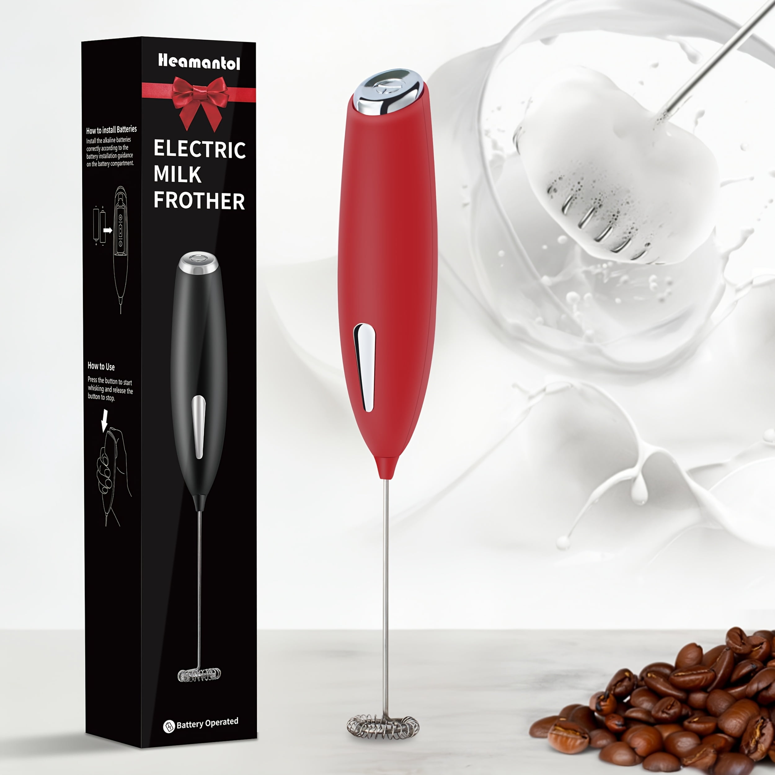 Lalayuan Cordless Electric Milk Frother Stainless Steel Fast Foamer for ...