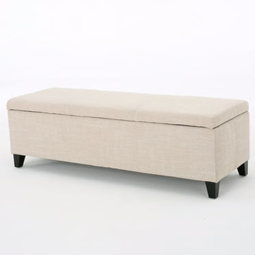 Noble House Phelan Rectangular Fabric Lift Top Storage Ottoman, French ...