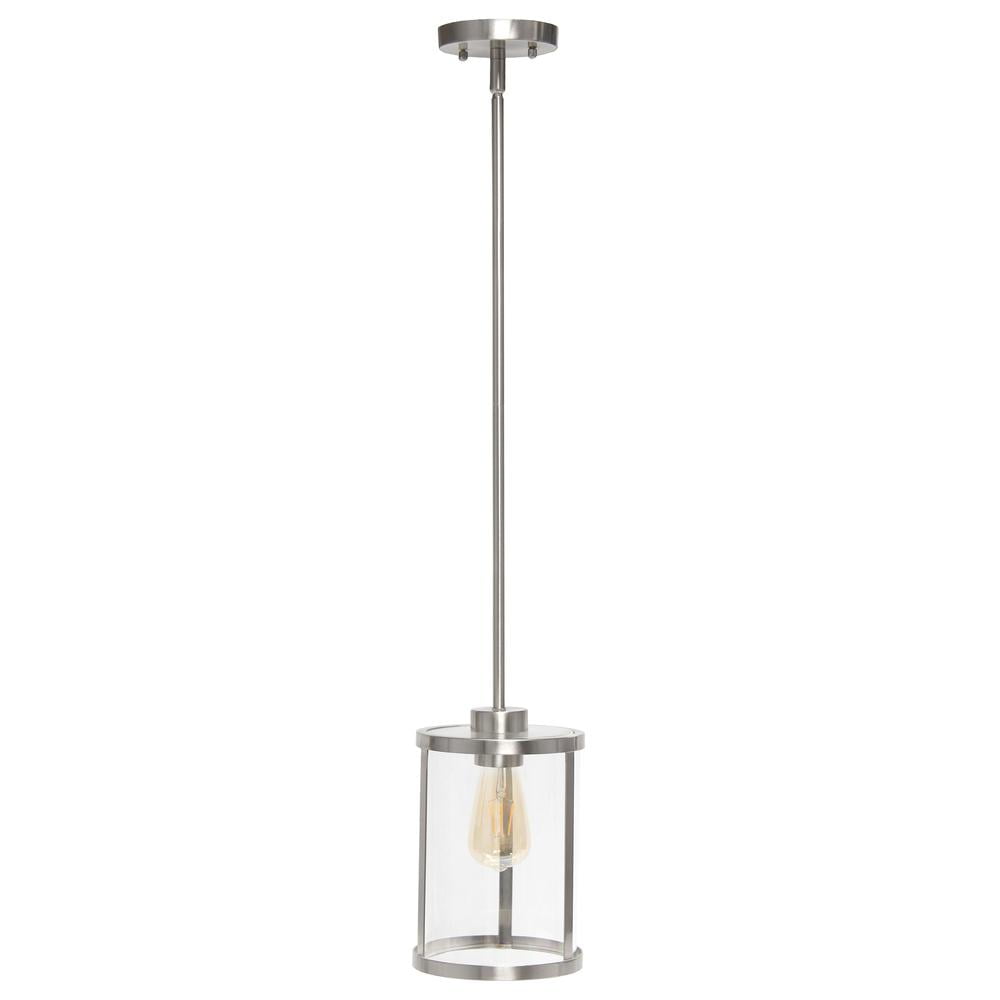 1-Light 9.25" Modern Farmhouse Adjustable Hanging Cylindrical Clear ...