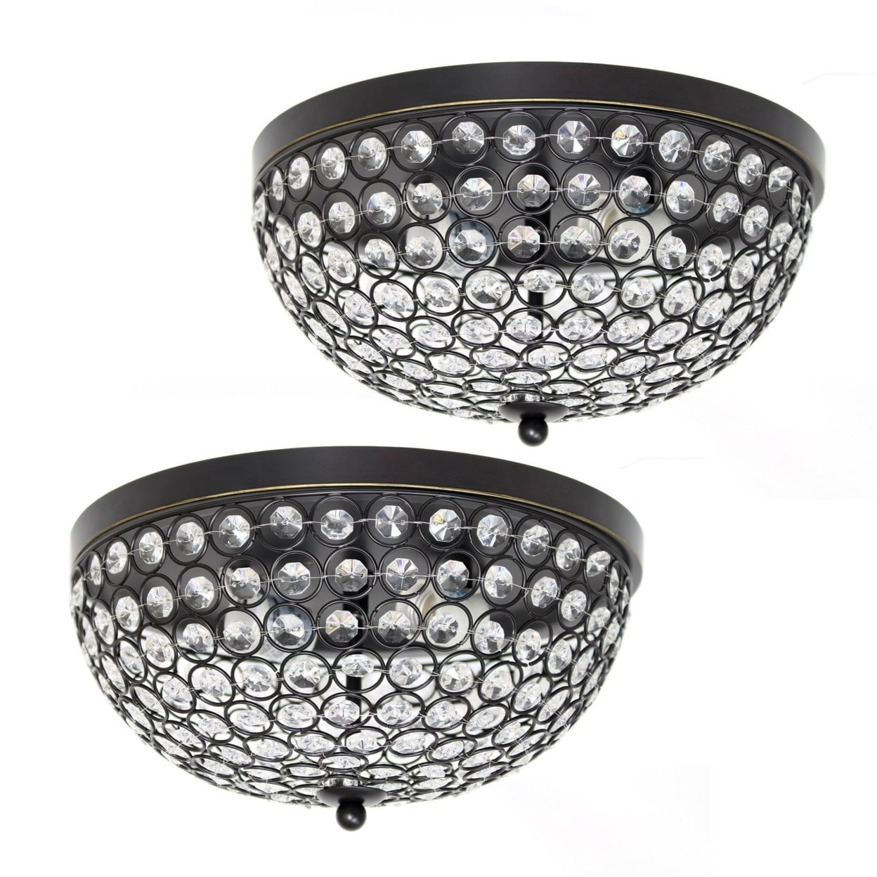 Lalia Home 13" 2-Pack Classix Crystal Glam Dome Shaped Flush Mount ...