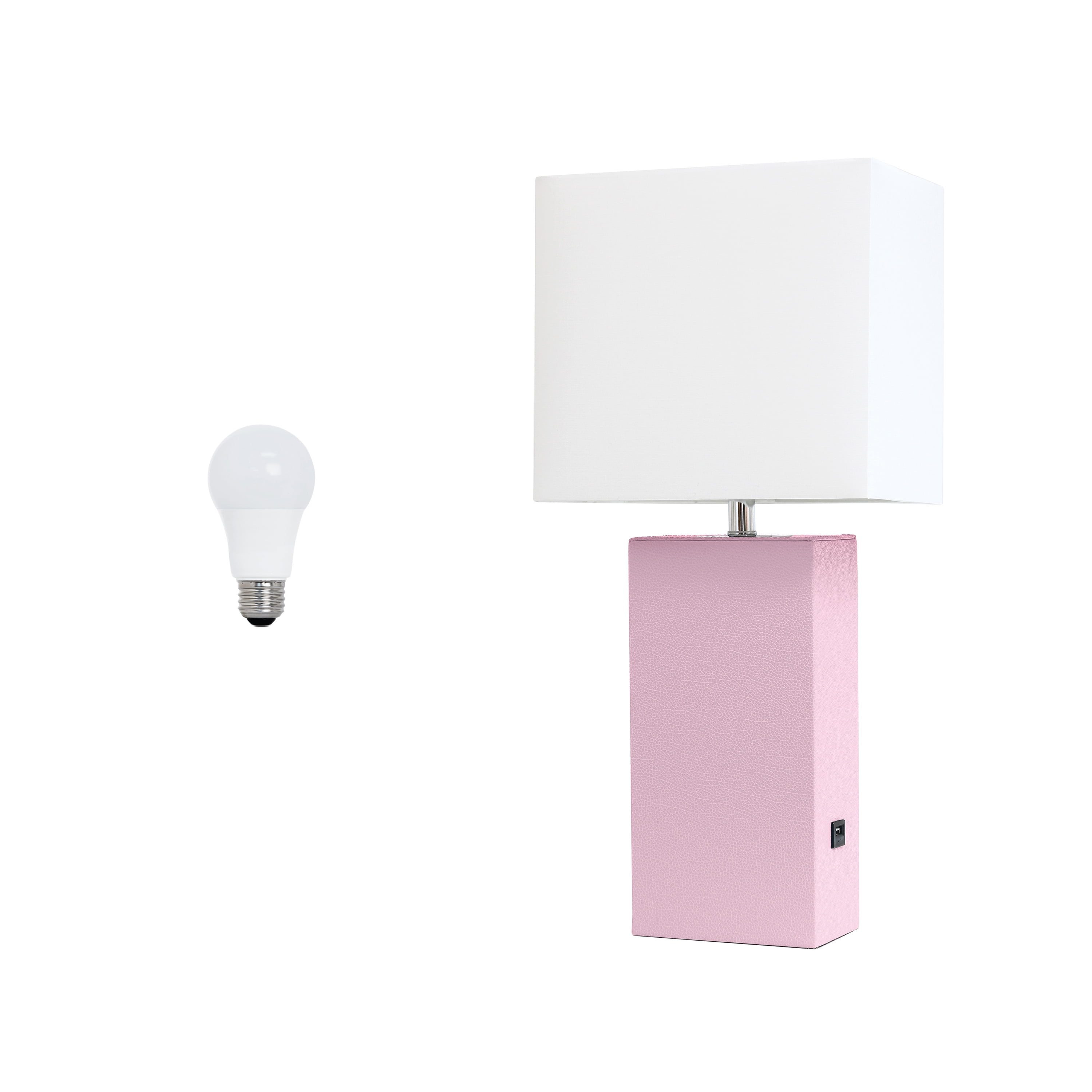 Lalia Home 21 Leather Modern Bedside Desk Lamp with USB Port and LED ...