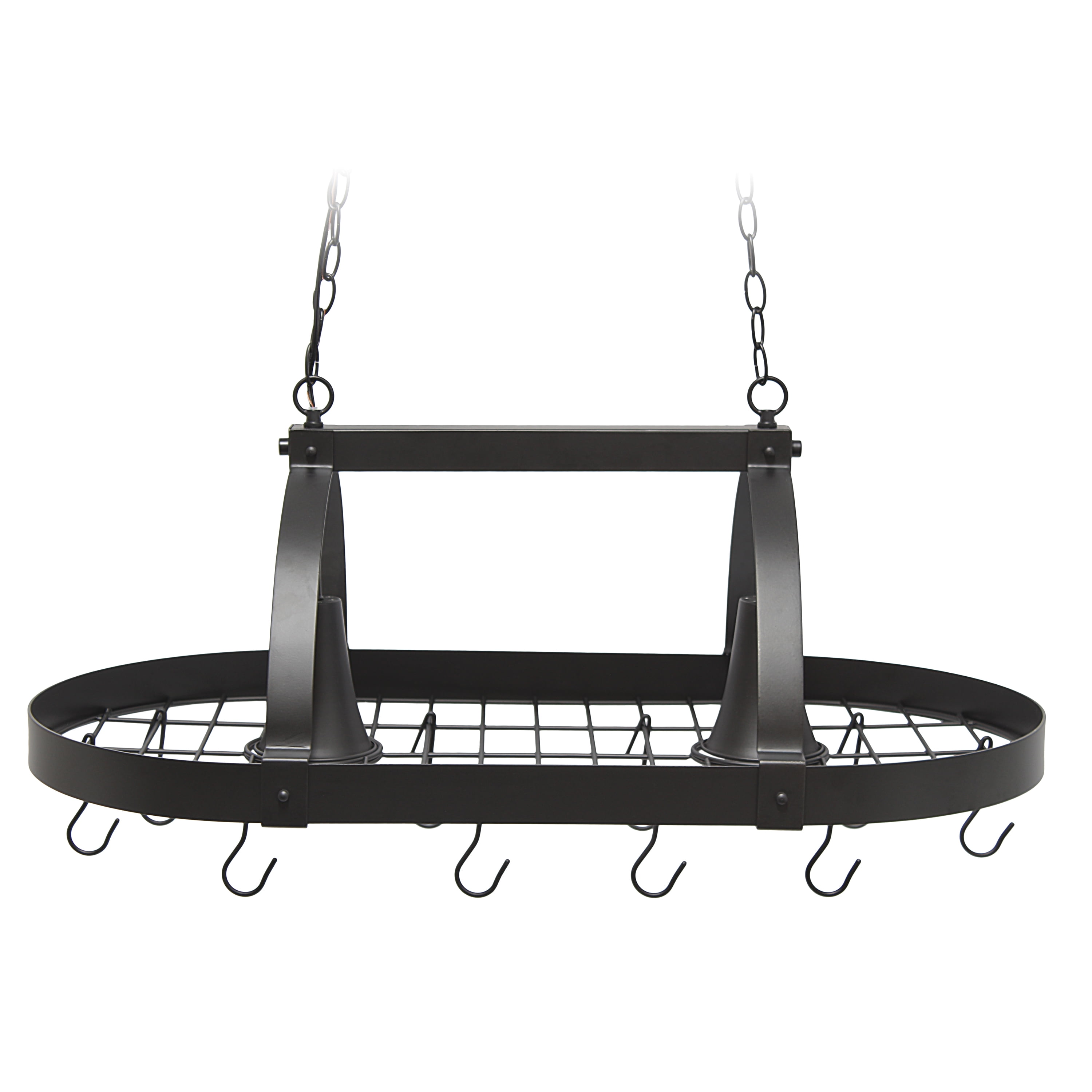 35.5" Oiled Bronze Hanging Pot Rack Light with Oval Frame and ...