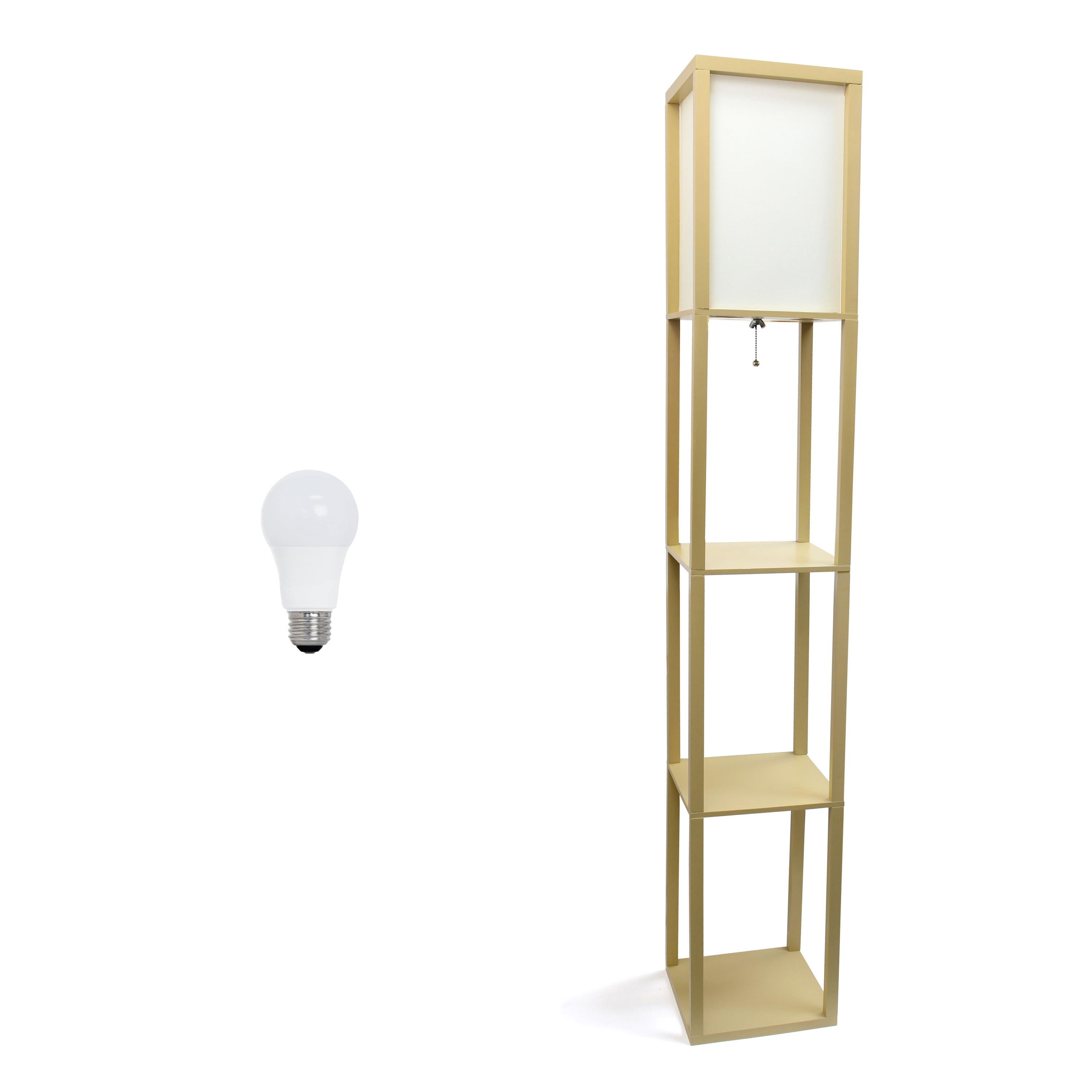 Lalia Home 62.5 3-Shelf Storage Floor Lamp - LED Bulb & Linen Shade ...