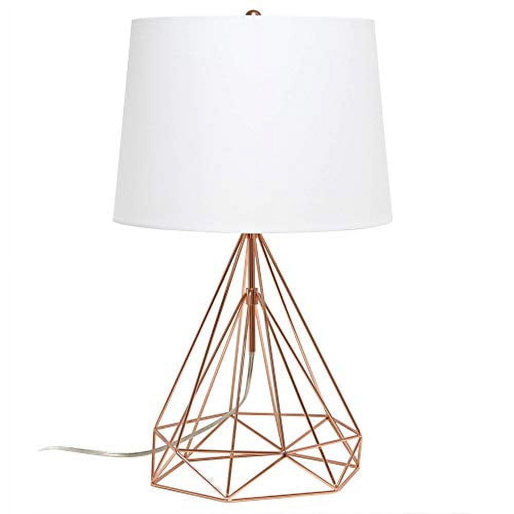 Lalia Home Metal Geometric Wired Table Lamp in Rose Gold with Gold ...