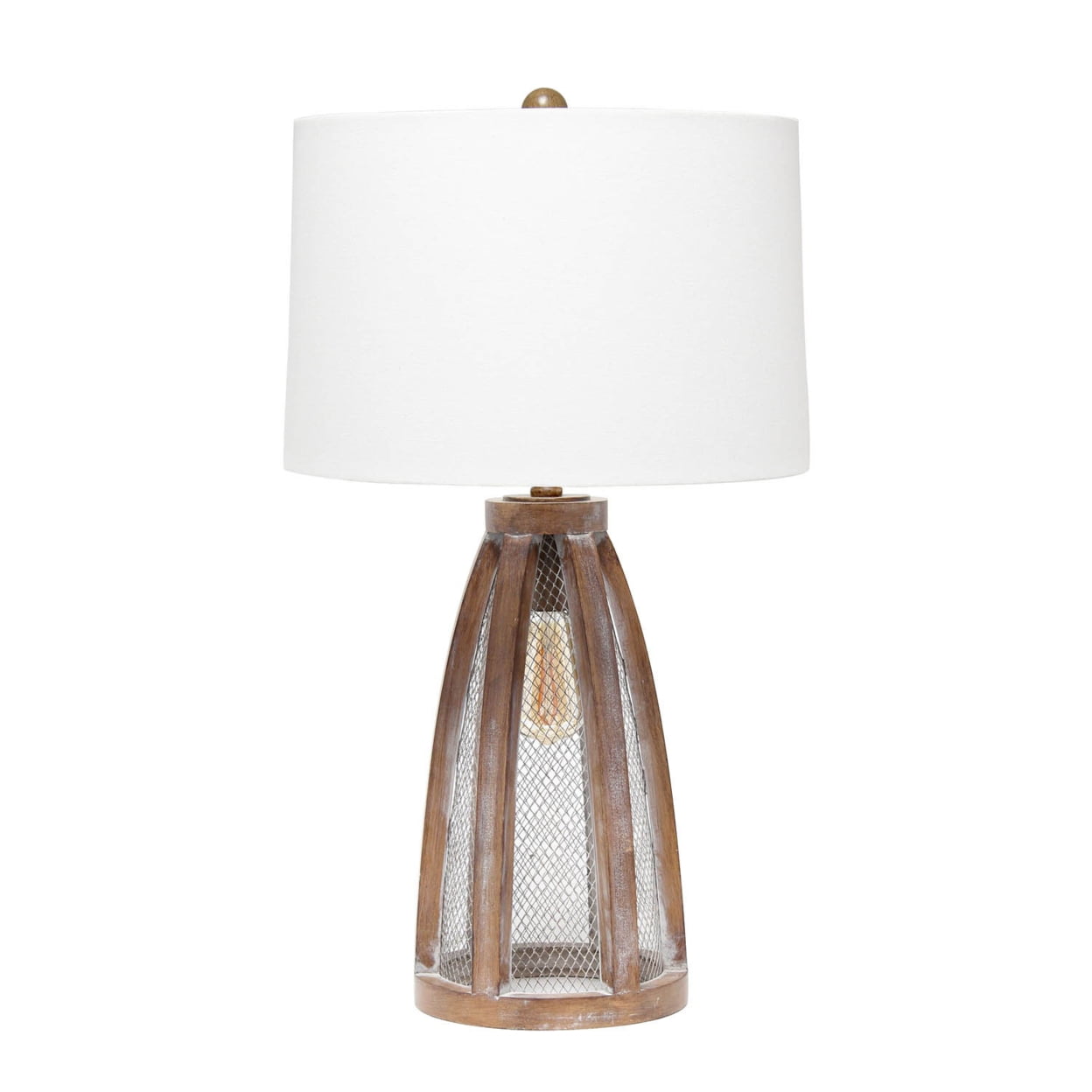 Lalia Home Modern Wooded Arch Farmhouse Table Lamp -White Fabric Shade ...