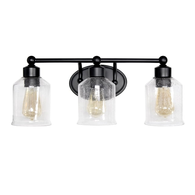 Lalia Home Studio Loft Modern Three Light Metal and Clear Seeded Glass ...