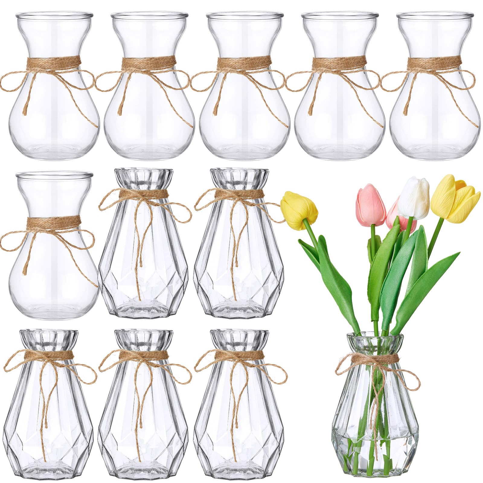 Lallisa 12 Pieces Small Glass Bud Vases for Wedding Centerpieces Clear ...