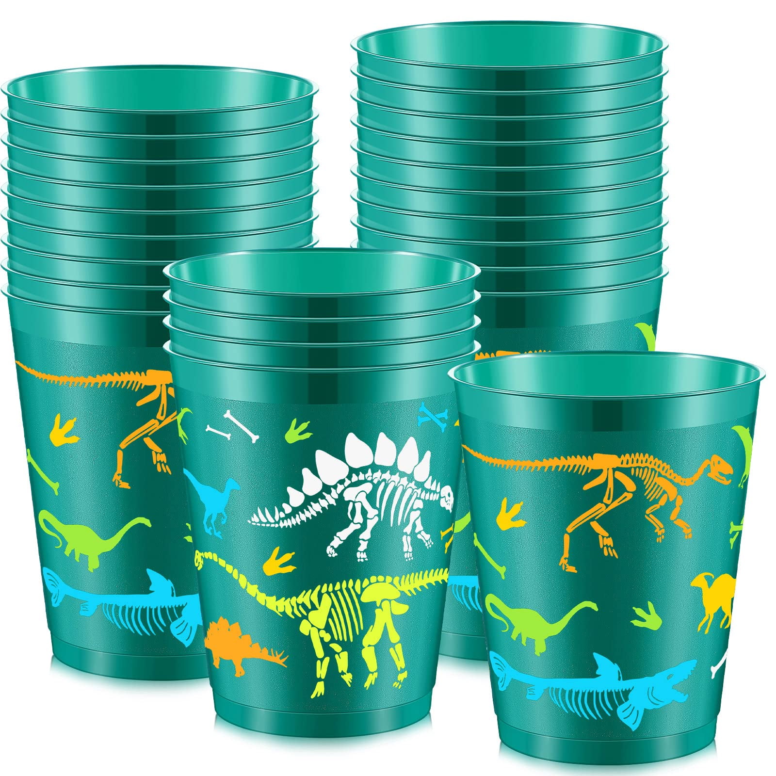 Lallisa 50 Pcs 16 MMF7 oz Dinosaur Cups, Plastic Dinosaur Birthday ...