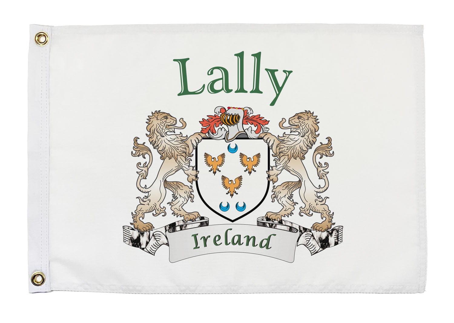 Lally Irish Coat of Arms Small White Flag - 16"x10.5" inches - Walmart.com