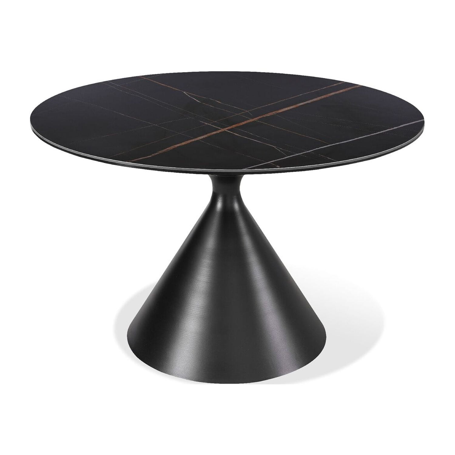 Lam 47 Inch Round Metal and Ceramic Dining Table with Hourglass ...