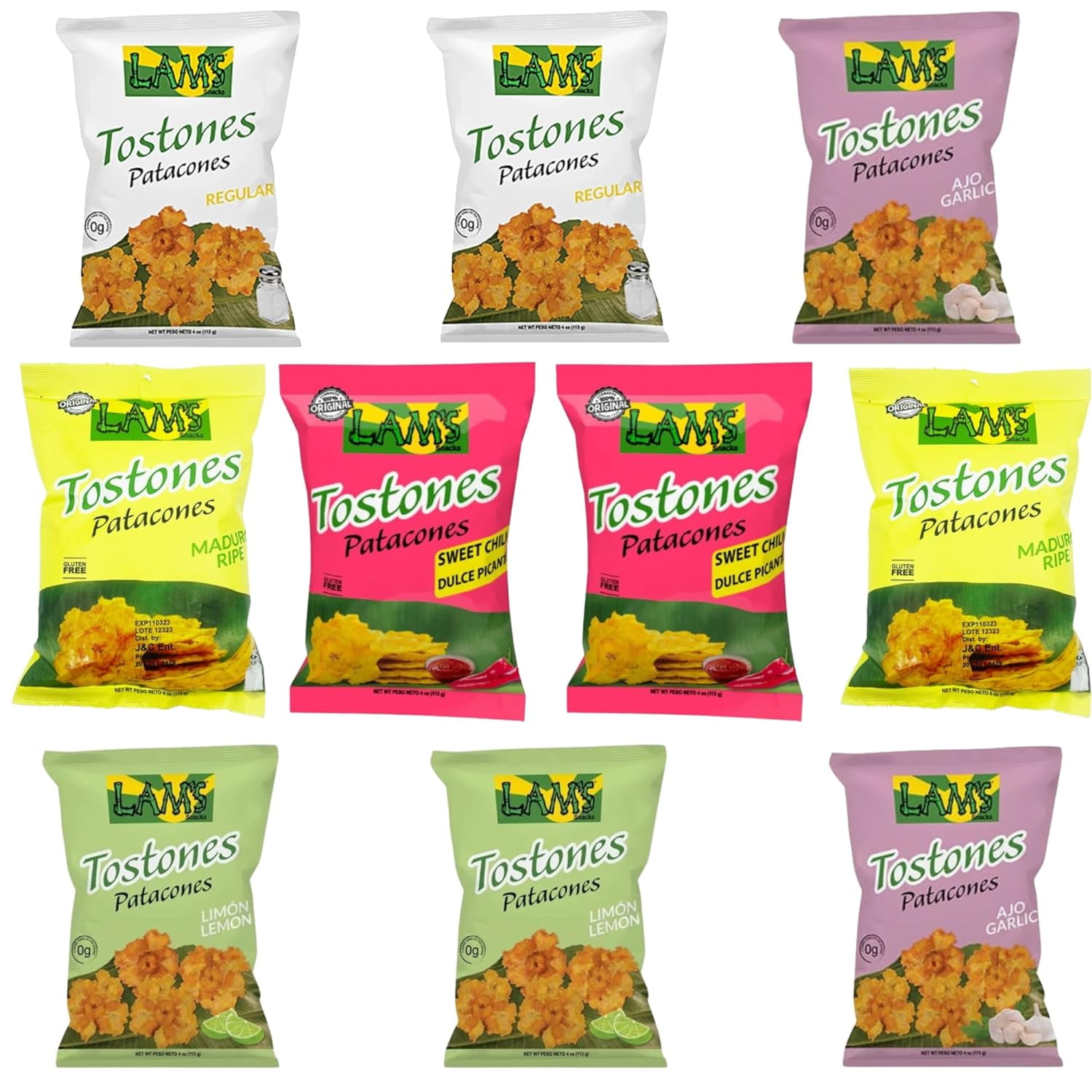 Lam's Tostones Variety Pack of 10 x 4oz, No Trans Fat, Gluten Free, 2 x ...