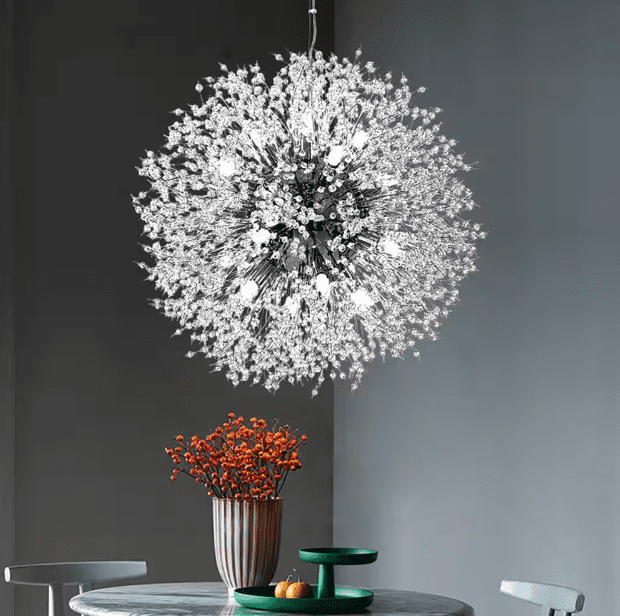 LamQee 16-Light 23.5 in. Dia Silver Dandelion Firework Chandelier ...