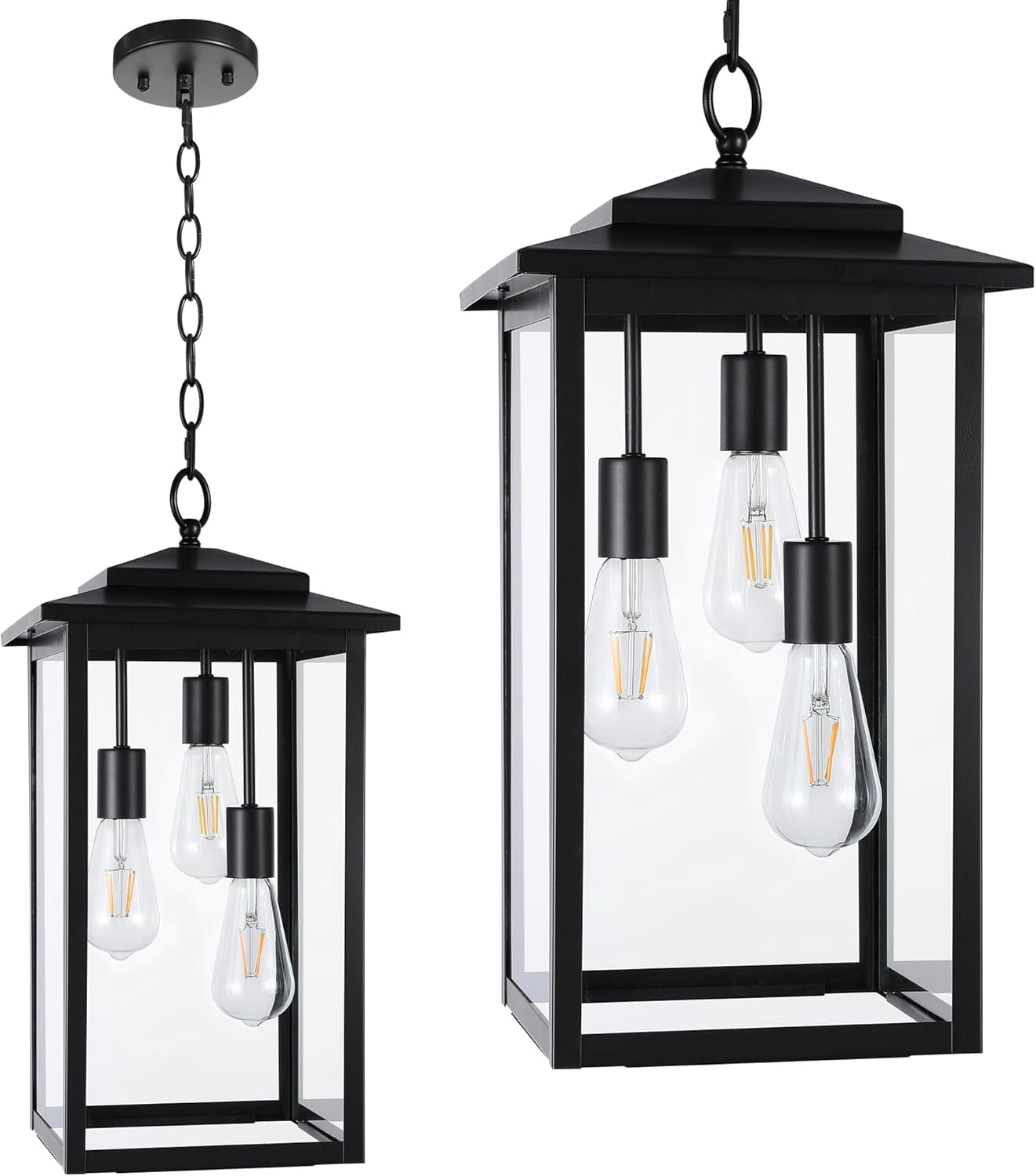 LamQee Large Outdoor Pendant Lights Fixture, 3-Lights Modern Outdoor ...