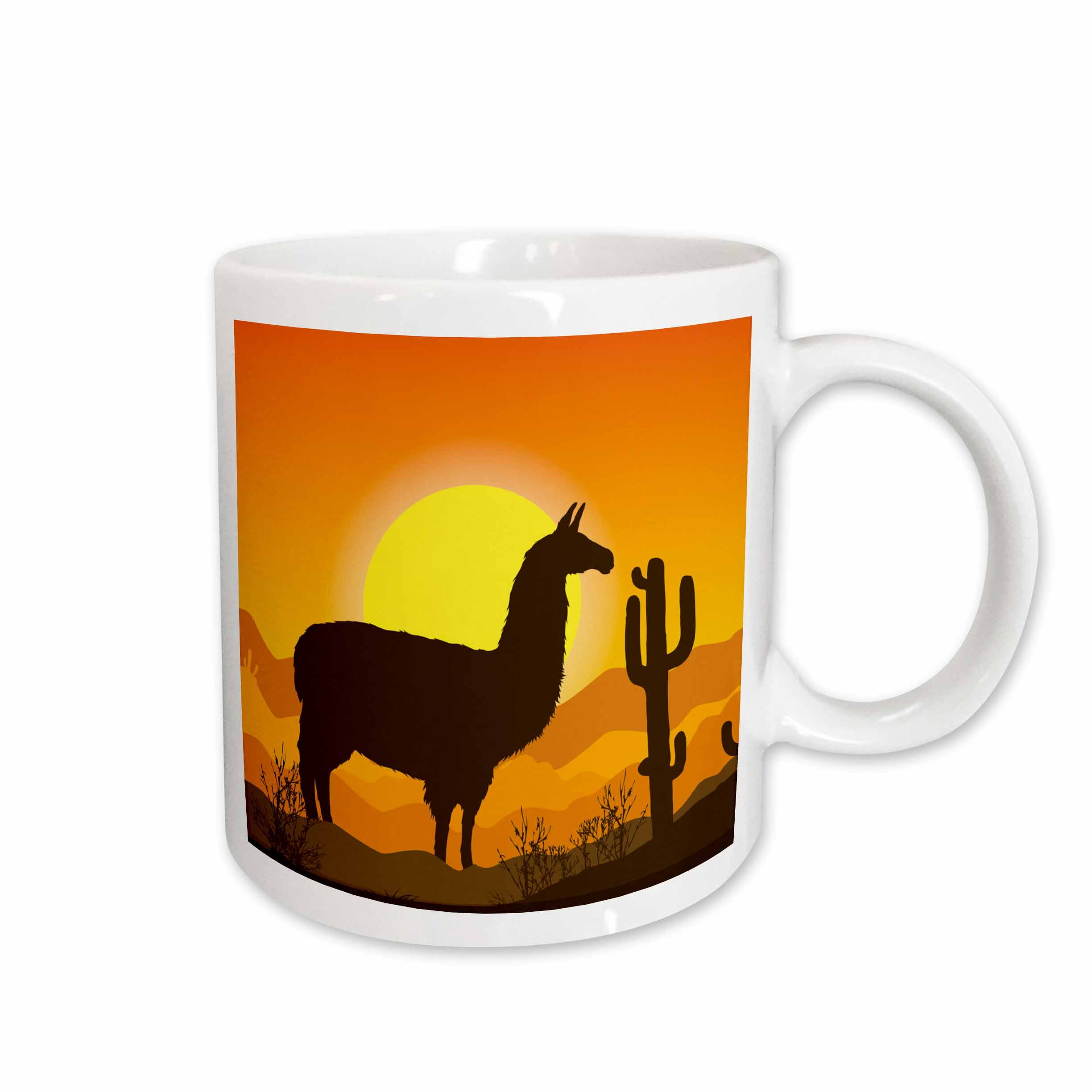 Lama Alpaca in Mexican Nature with Sunset in the Background 15oz Mug ...