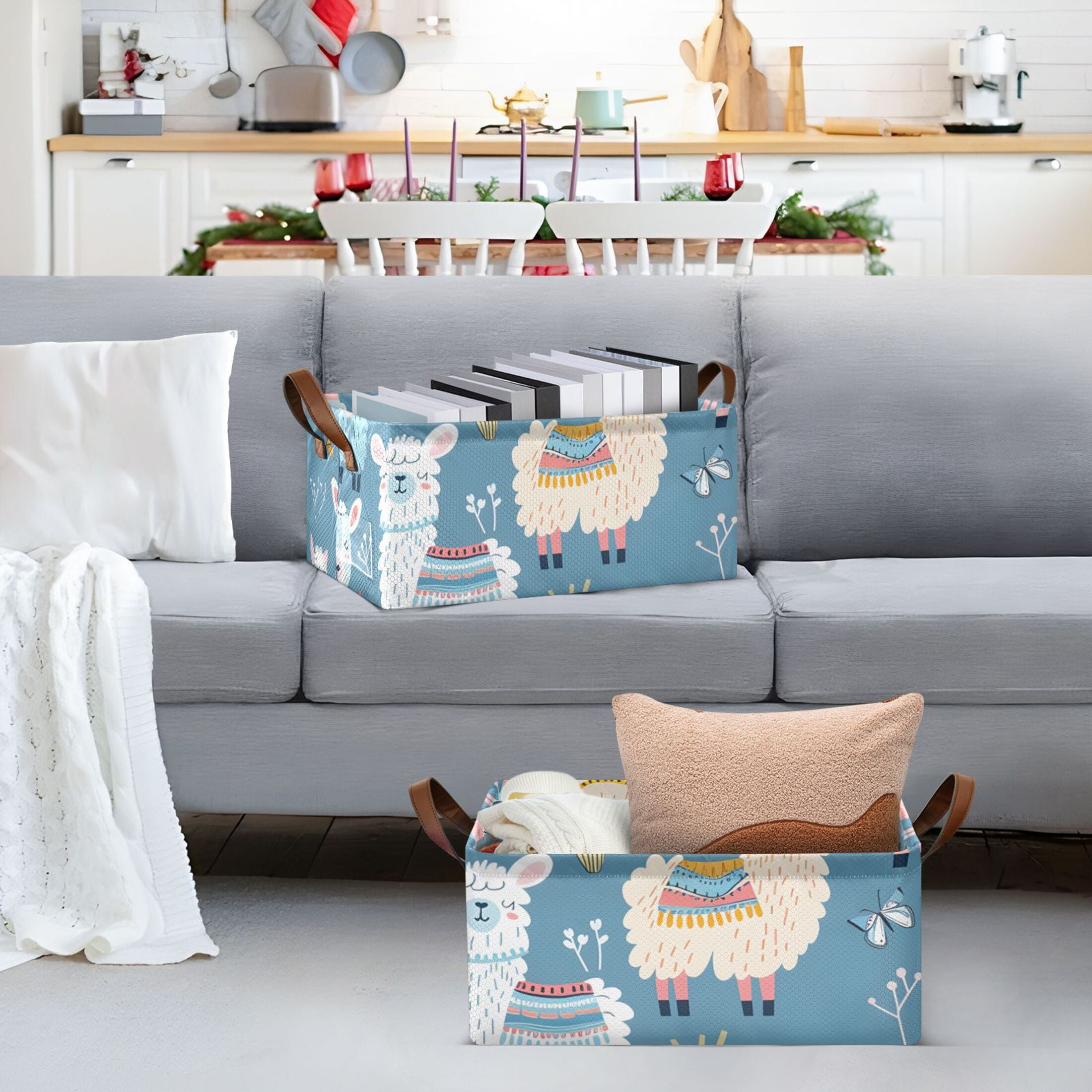 Lama Sheep Storage Bins with Handles Foldable Storage Baskets for ...