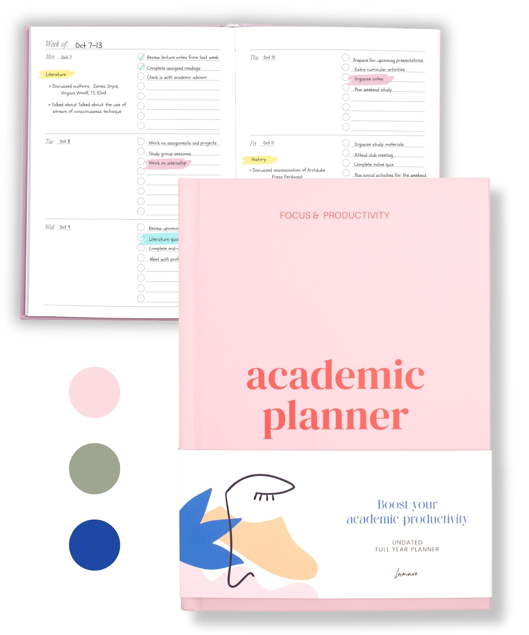 Lamare Academic Planner 2025-2026 – Undated Weekly College Student ...