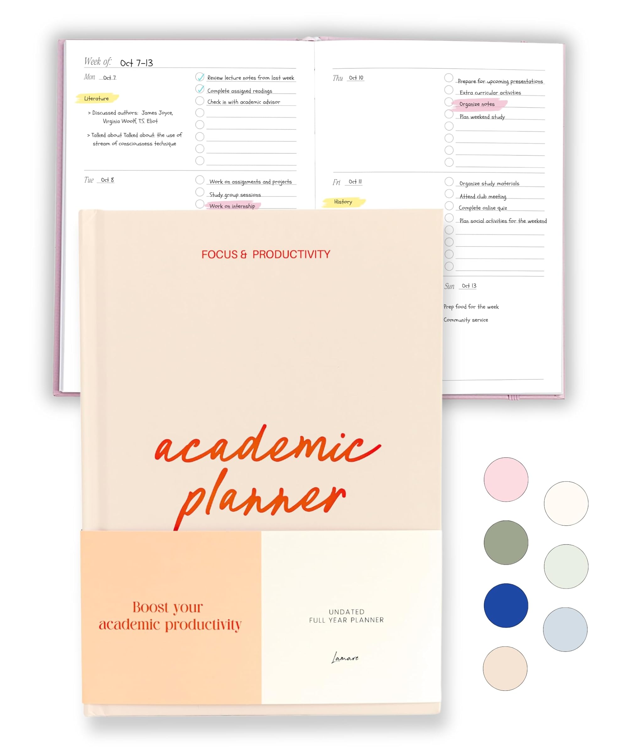 Lamare Academic Planner 2025-2026 – Undated Weekly College Student ...