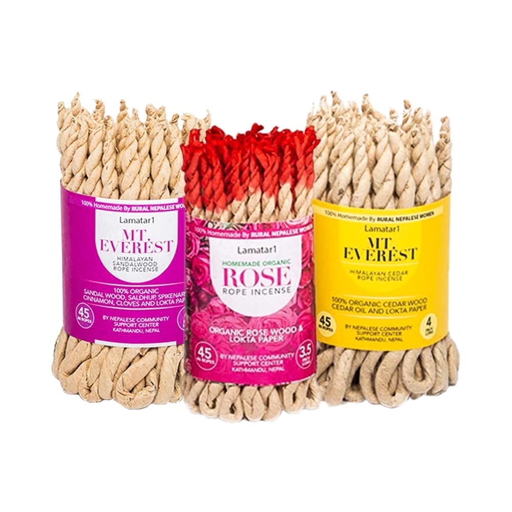 Lamatar1 Aromatherapy Set of 3 Tibetan Home Made Rose Rope Incense, Himalayan Cedar, Sandalwood ...