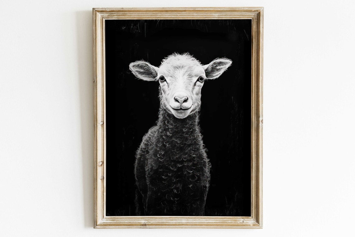 Lamb Art, Sheep Art Print, Vintage Animal Print, Farm Animal Wall Art ...