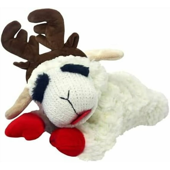 Lamb Chop Dog Plush Toy w/ Holiday Antlers - Squeaky Toy for All Dogs ...