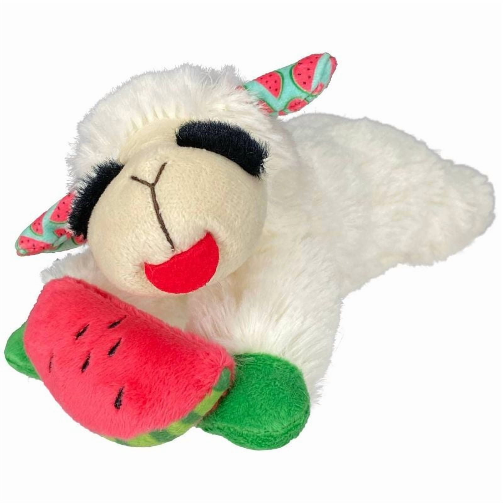 Lamb Chop Plush Dog Toy with Watermelon 8 Inch Squeaky Soft Chew Toy ...