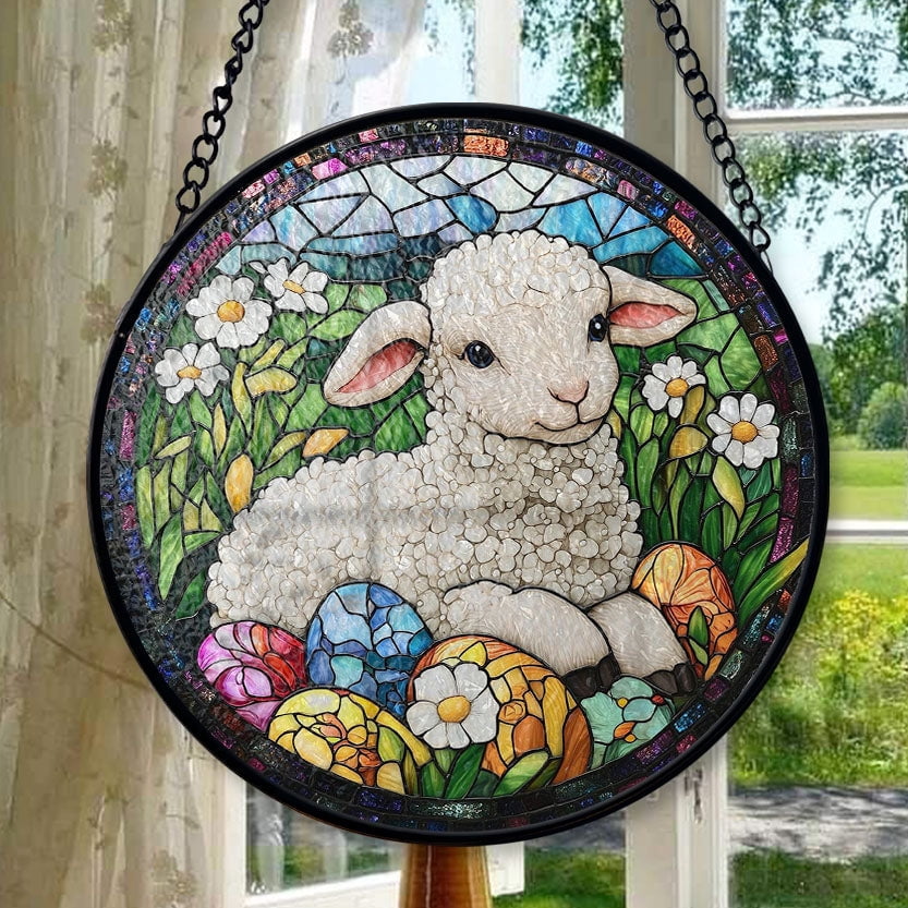 Lamb Easter Stained Glass Suncatcher, Sheep Suncatcher, Easter Lamb ...